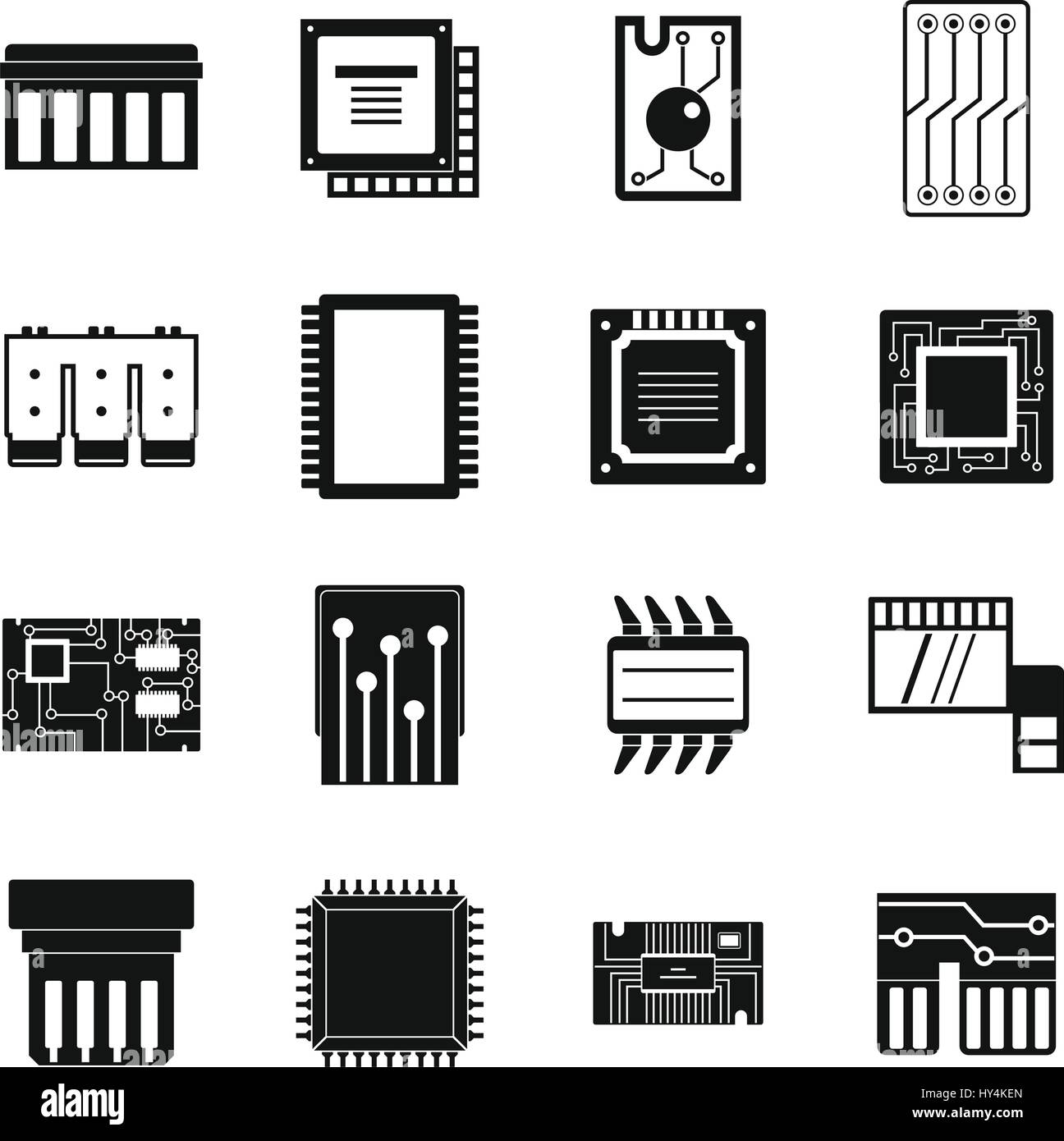 Computer chips icons set, simple style Stock Vector Image & Art - Alamy