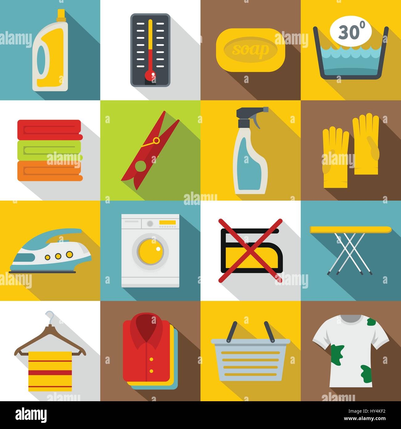 Laundry icons set, flat style Stock Vector Image & Art - Alamy