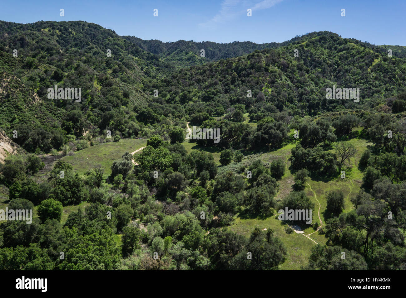 Rolling green hills of southern California just outside Los Angeles ...