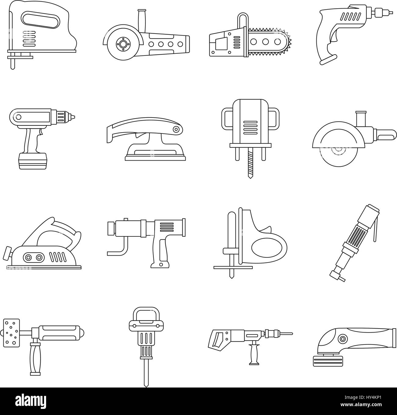 Electric tools icons set, outline style Stock Vector Image & Art - Alamy