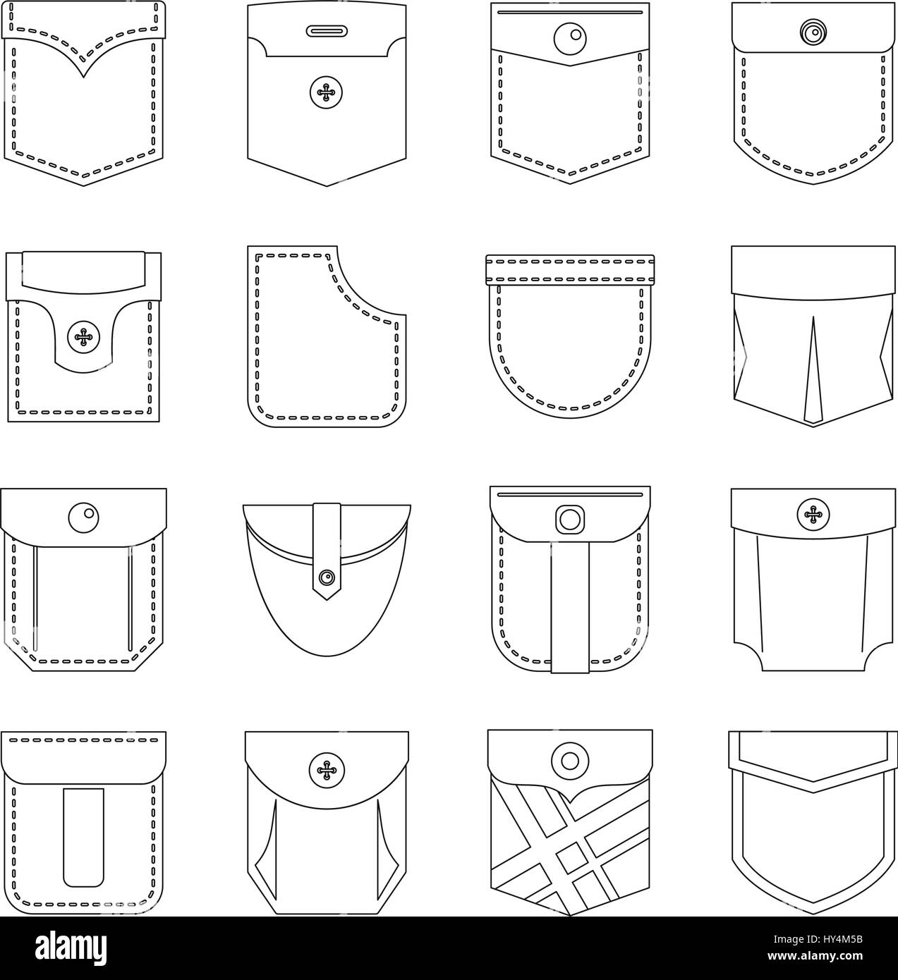 Pocket types icons set, outline style Stock Vector Image & Art - Alamy