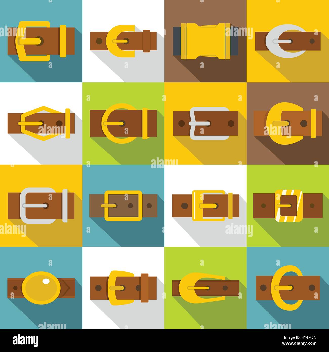 Belt buckles icons set, flat style Stock Vector Image & Art - Alamy