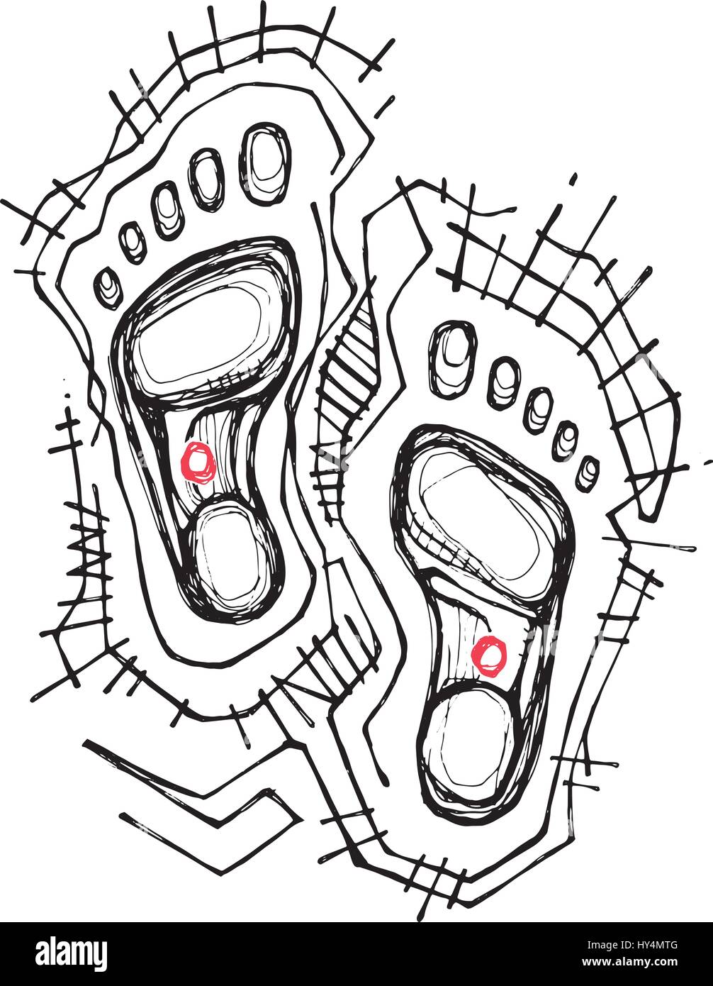 Hand drawn vector illustration or drawing of Jesus Christ feet Stock ...