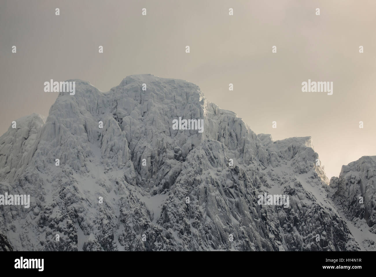 Icy summit at the Lofoten in the morning sun Stock Photo - Alamy
