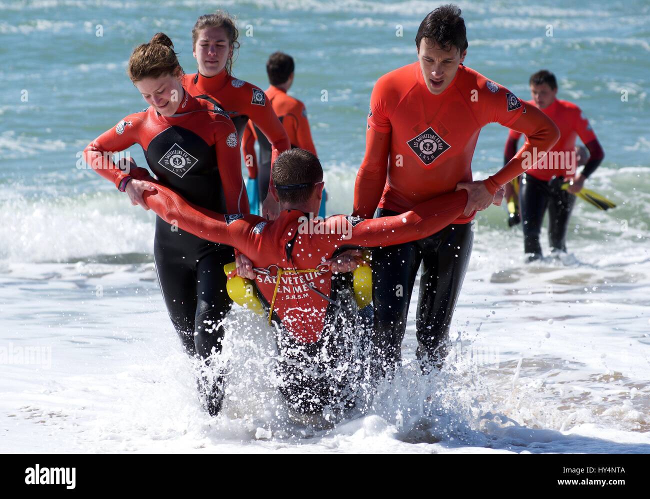 sauveteurs en mer, lifeguards training at Sables d'Olonne, France Stock ...