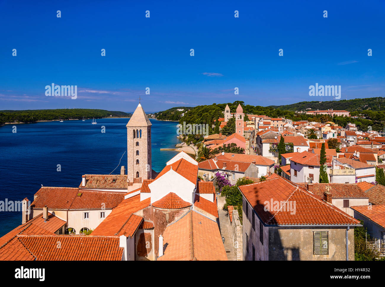 Croatia, Kvarner Gulf, Rab Island, Rab Town, Old Town, view from the ...