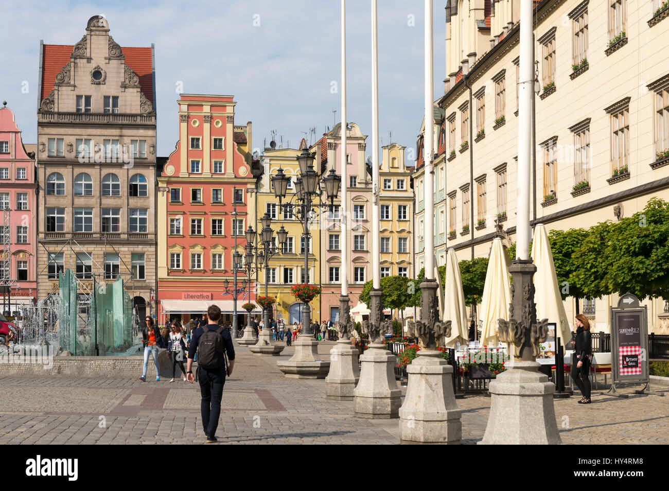 Poland, Wroclaw, row of houses at Rynek on the north side of the Rynek ...