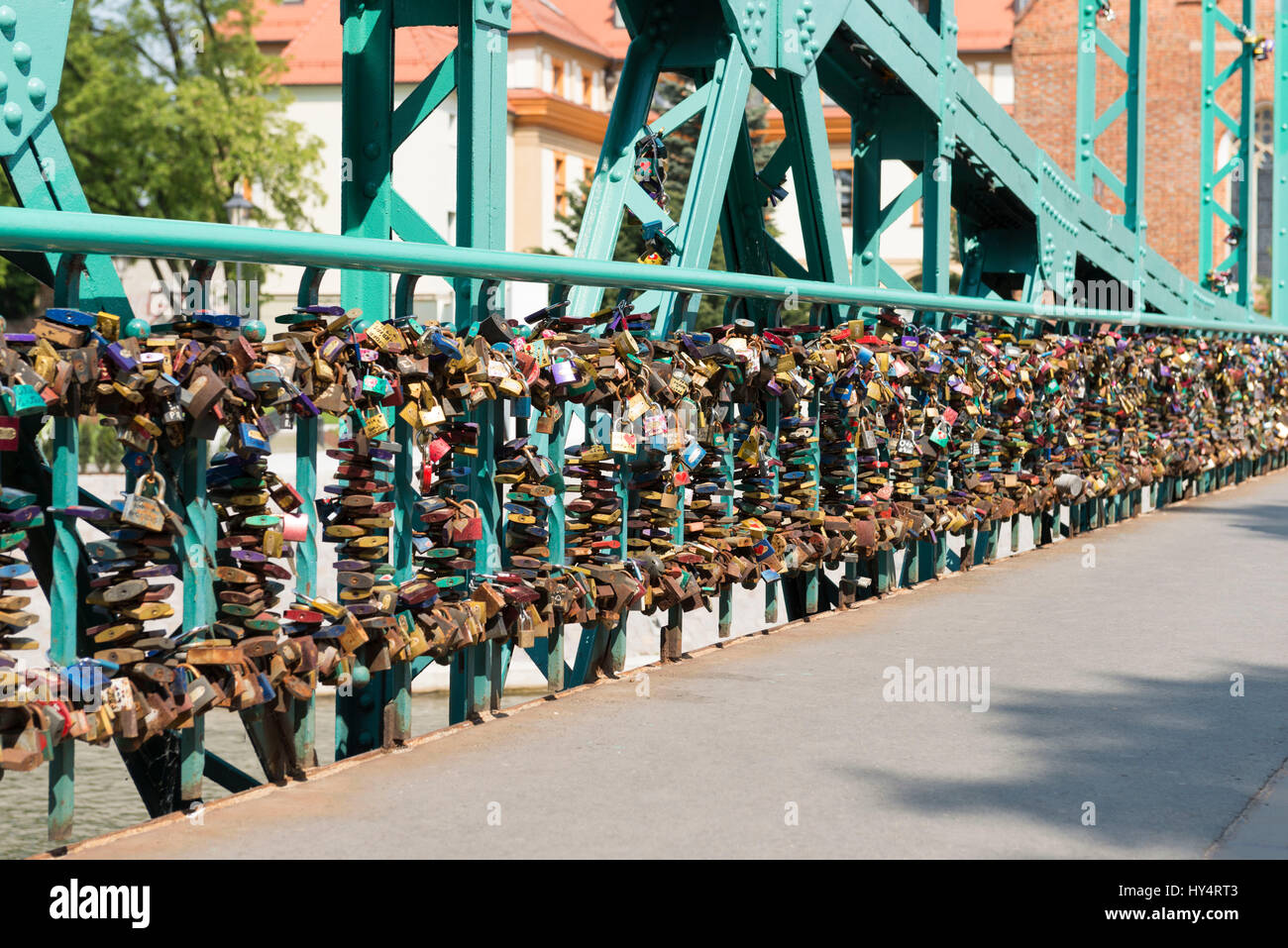 Poland, Wroclaw, Love Locks on the Tumski bridge (Tumski bridge Stock ...