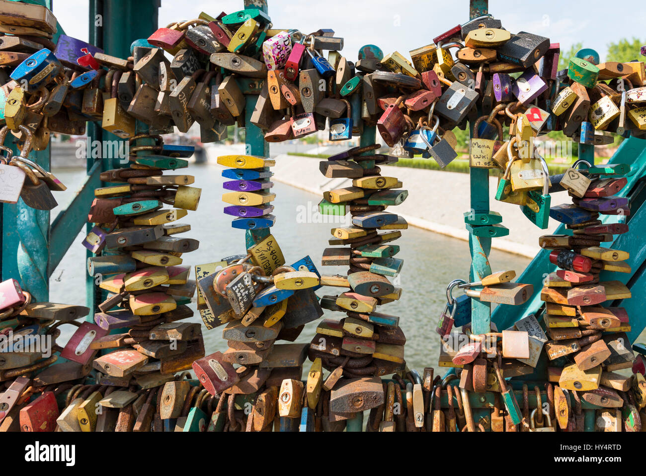 Poland, Wroclaw, Love Locks on the Tumski bridge (Tumski bridge Stock ...