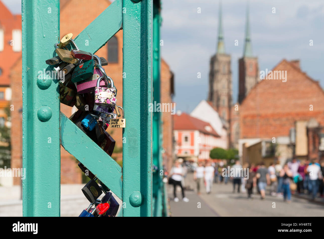 Poland, Wroclaw, Love Locks on the Tumski bridge (Tumski bridge Stock ...