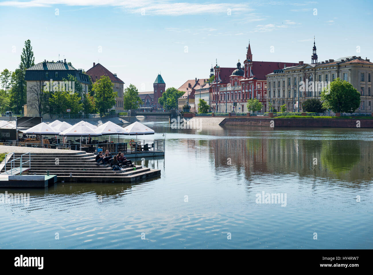 Poland, Wroclaw, the Oder (river) at the University, in front of the ...