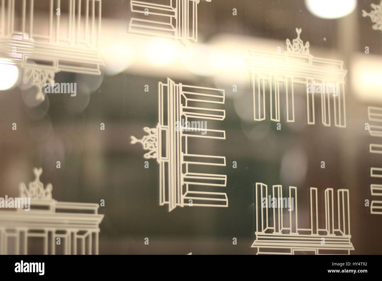 Berlin underground, window, pattern 'Brandenburg Gate' Stock Photo - Alamy