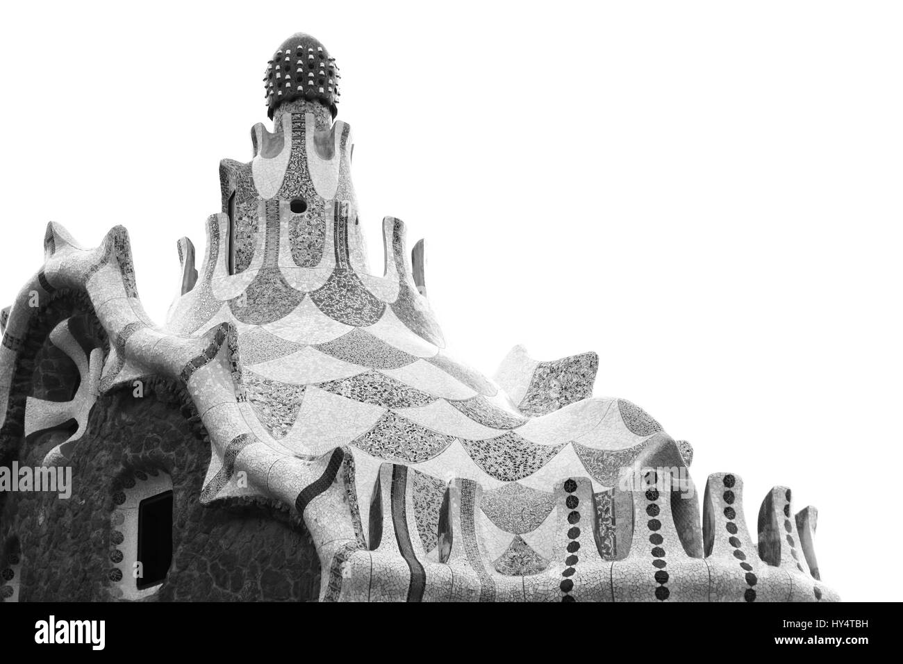 A rooftop designed by Antoni Gaudi in Guell Park Stock Photo - Alamy