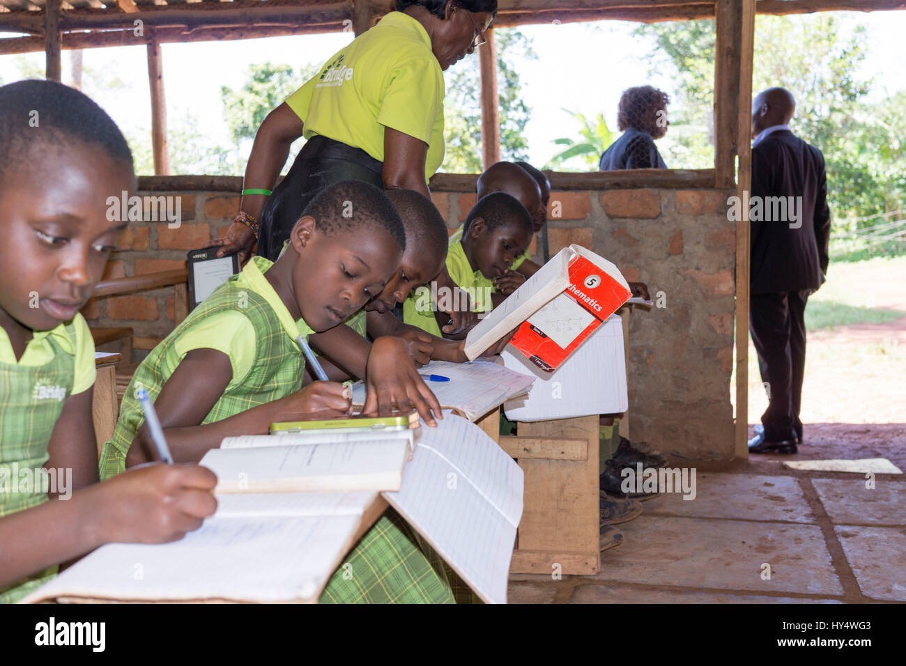 Pupils at a Bridge International Academies primary school in Mpigi ...
