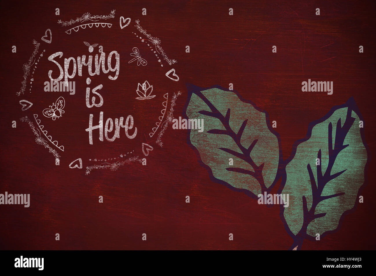Spring is Here logo against background against brown blackground Stock ...