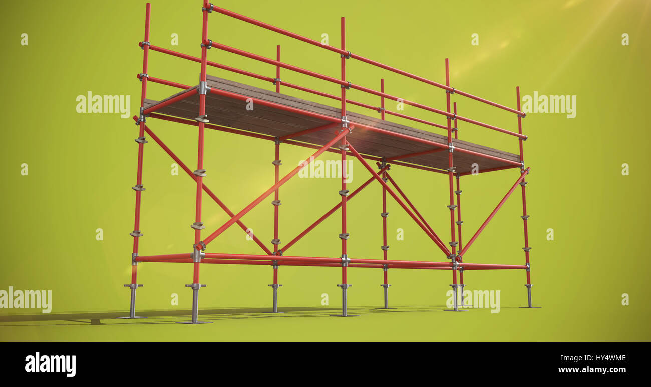 Digitally generated image of scaffolding against green background Stock ...
