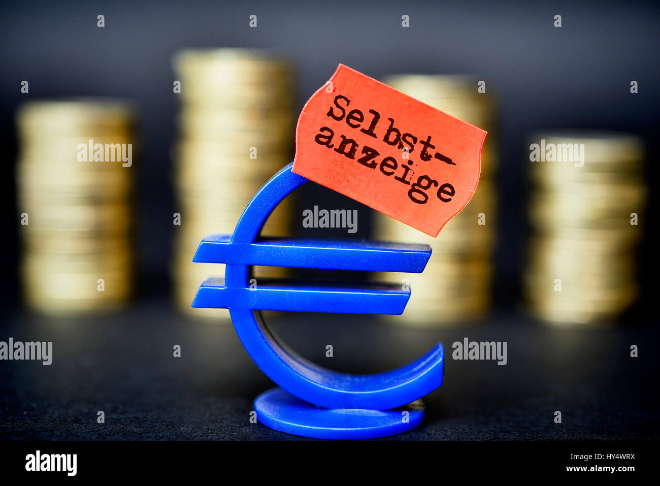 Eurosigns with price tag and the label Self-denunciation, Self ...