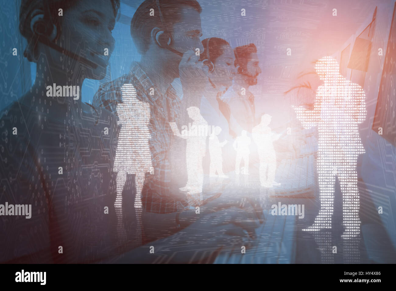 Silhouettes business people working computer hi-res stock photography ...