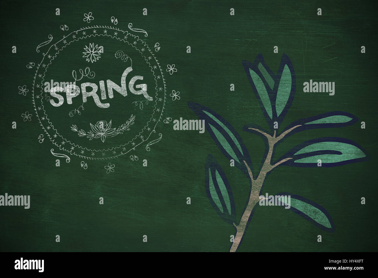 Spring logo against background against green background Stock Photo - Alamy