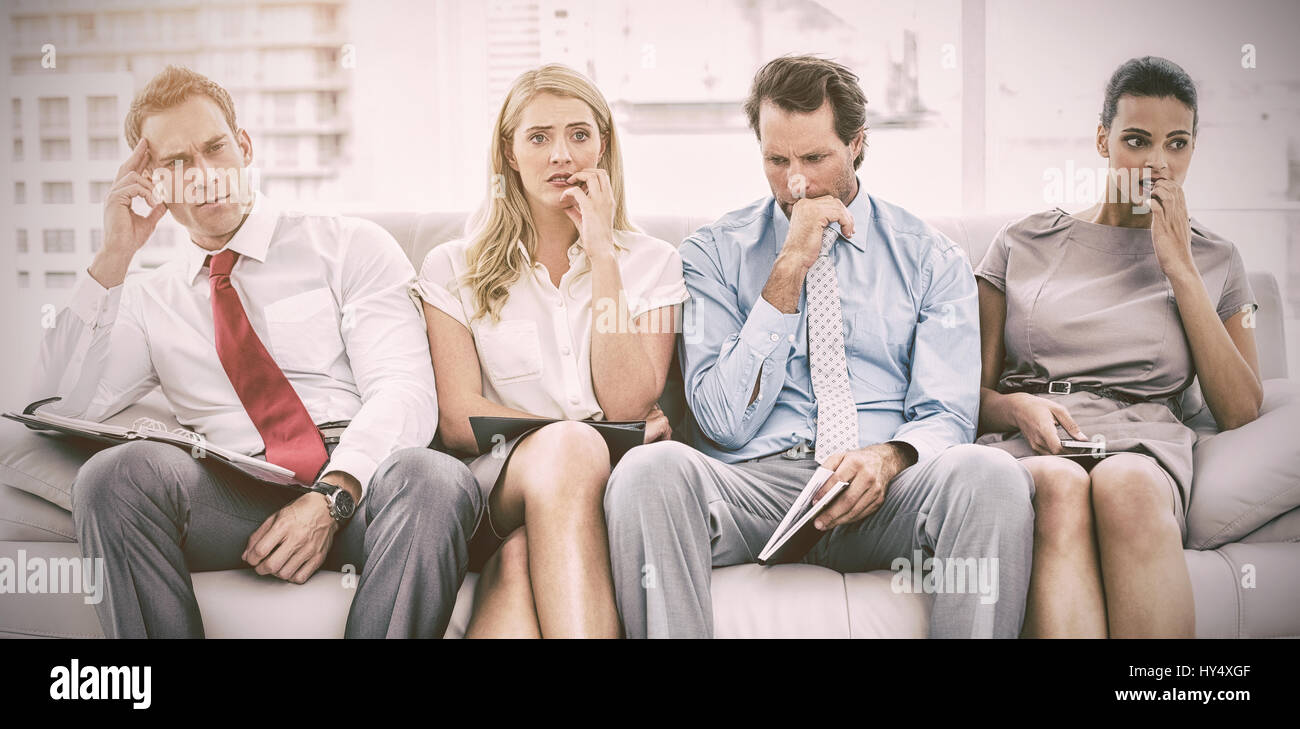 Nervous business people waiting for job interview Stock Photo - Alamy