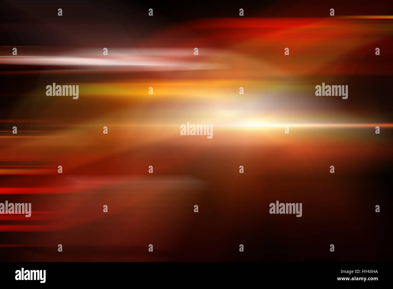 Digitally generated Orange light beams over skyscrapers Stock Photo - Alamy