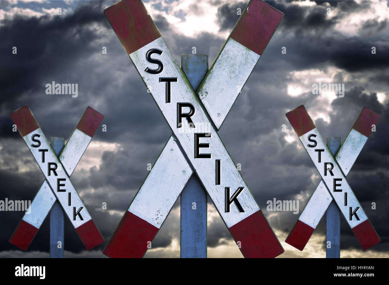 St Andrew's Crosses with label Strike, Symbolic photo road strike ...