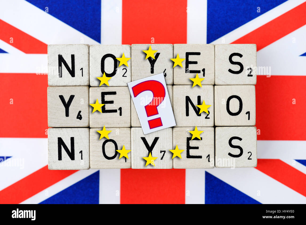 Flag of Great Britain with question mark, symbolic photo EU referendum ...