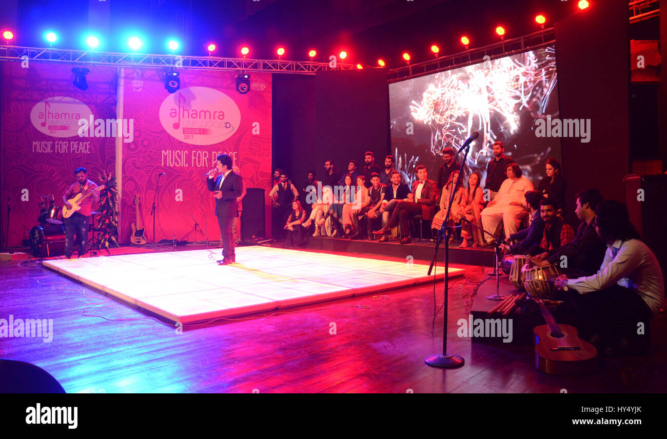 Lahore, Pakistan. 01st Apr, 2017. Pakistani artist performing on stage ...