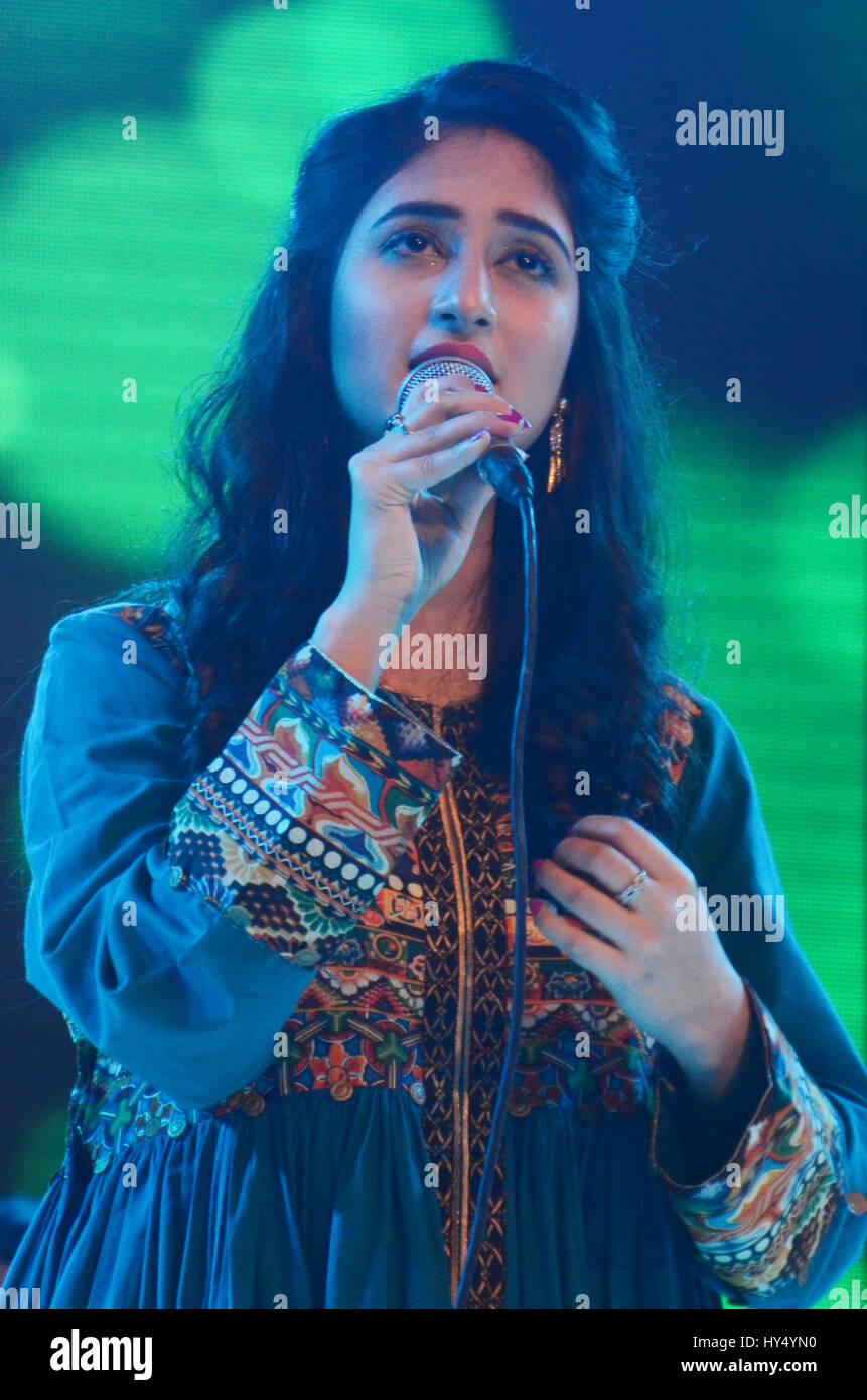 Lahore, Pakistan. 01st Apr, 2017. Pakistani artist performing on stage ...