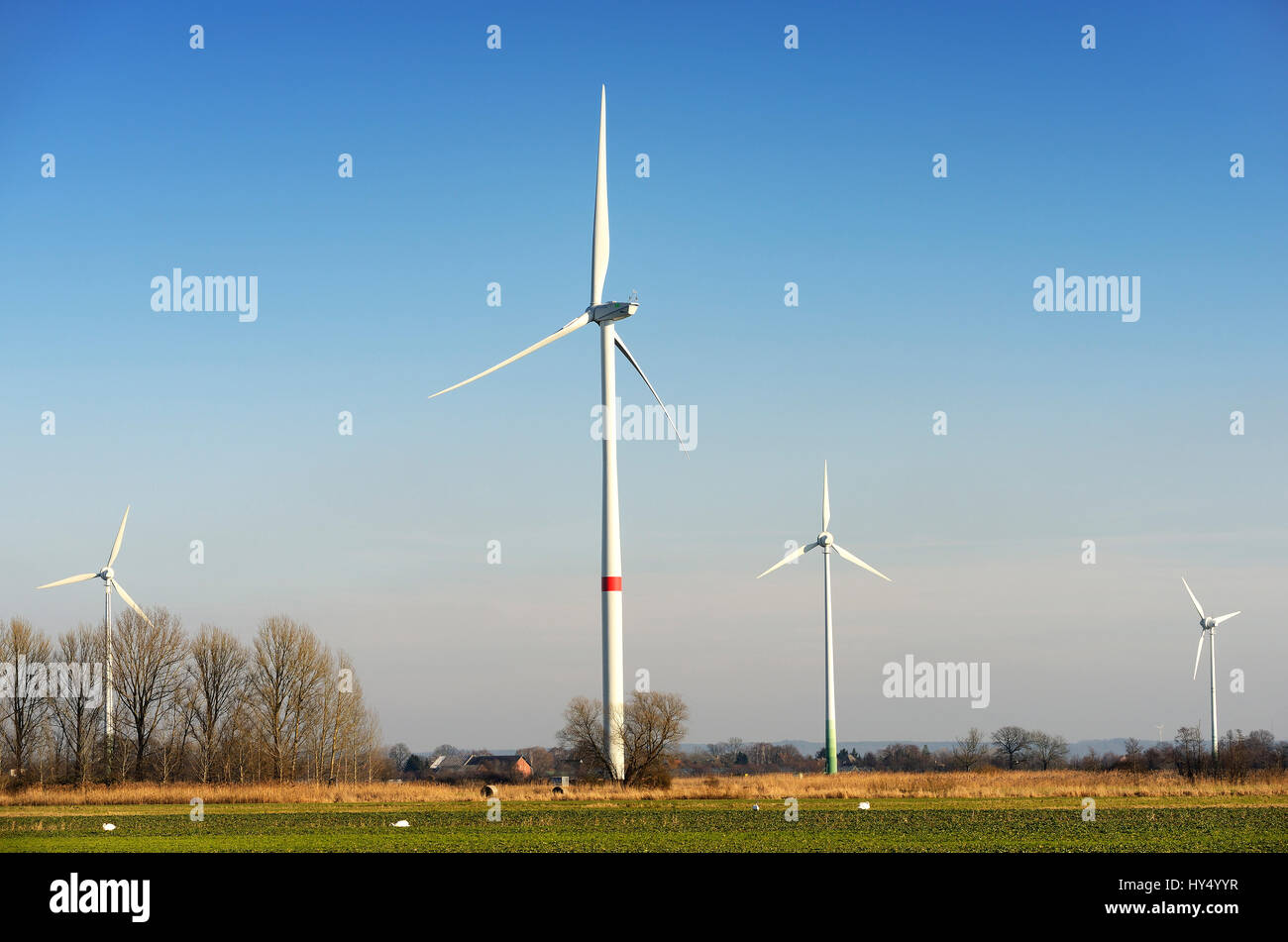 Wind turbines of different size in the wind park new narrow nurse, 4 ...