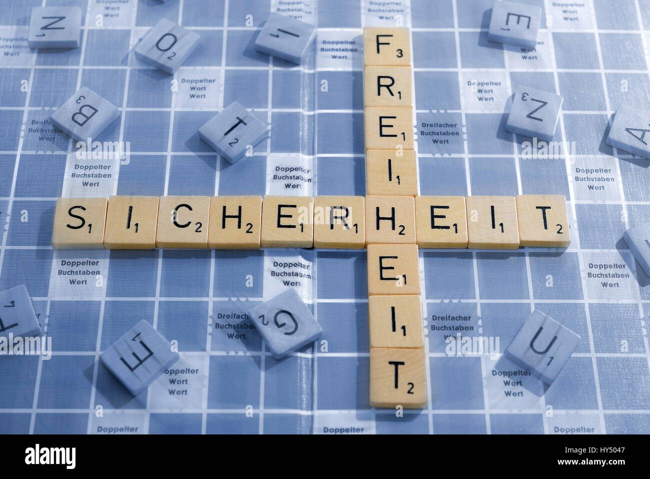 Letters form the words Security and Freedom, Buchstaben bilden die ...