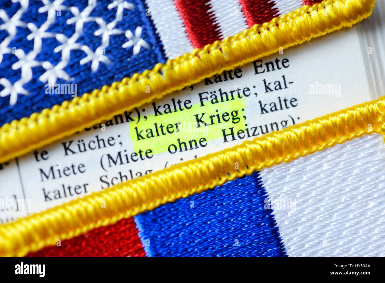 Flags of the USA and Russia and dictionary, cold war, Fahnen von USA ...