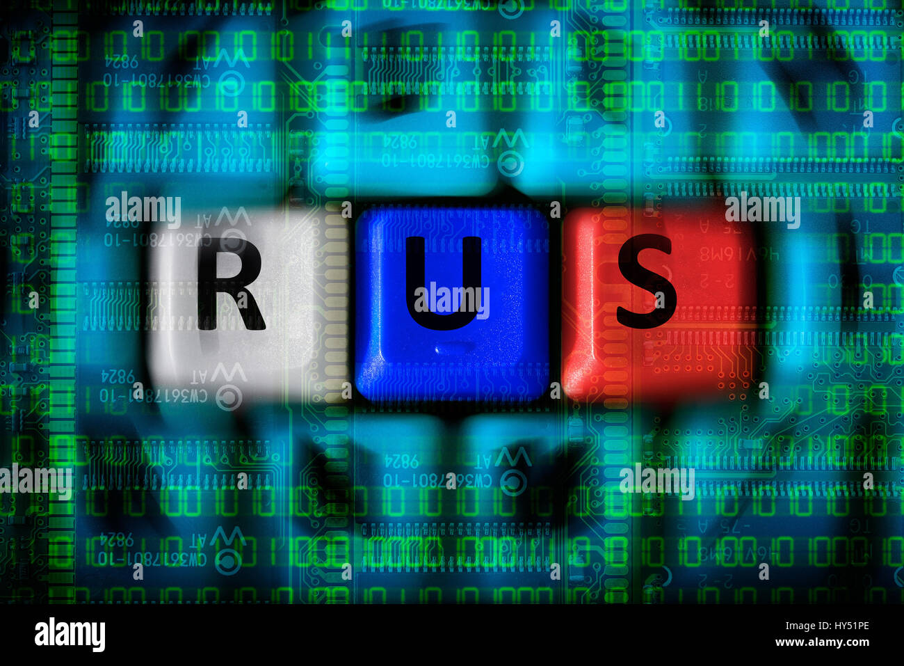 Computer keyboard with Russian national colours, Computertastatur mit ...