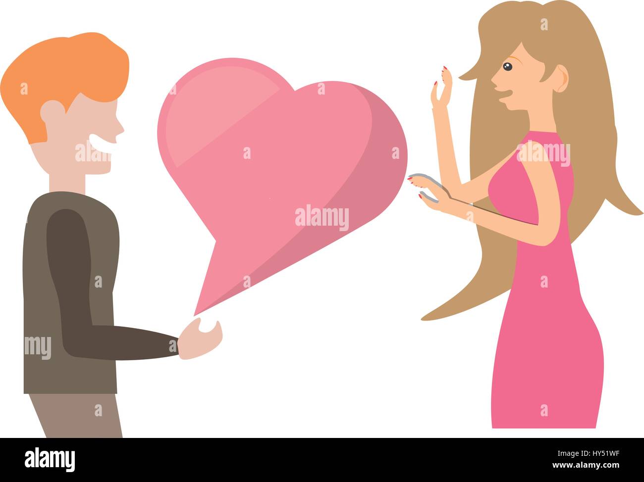 couple romantic talking heart love image vector illustration eps 10 ...
