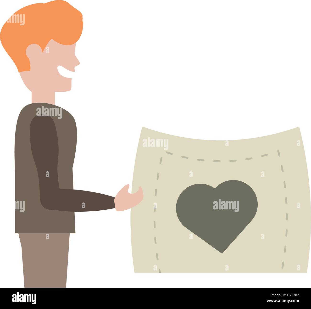 boy holding paper card with heart vector illustration eps 10 Stock ...