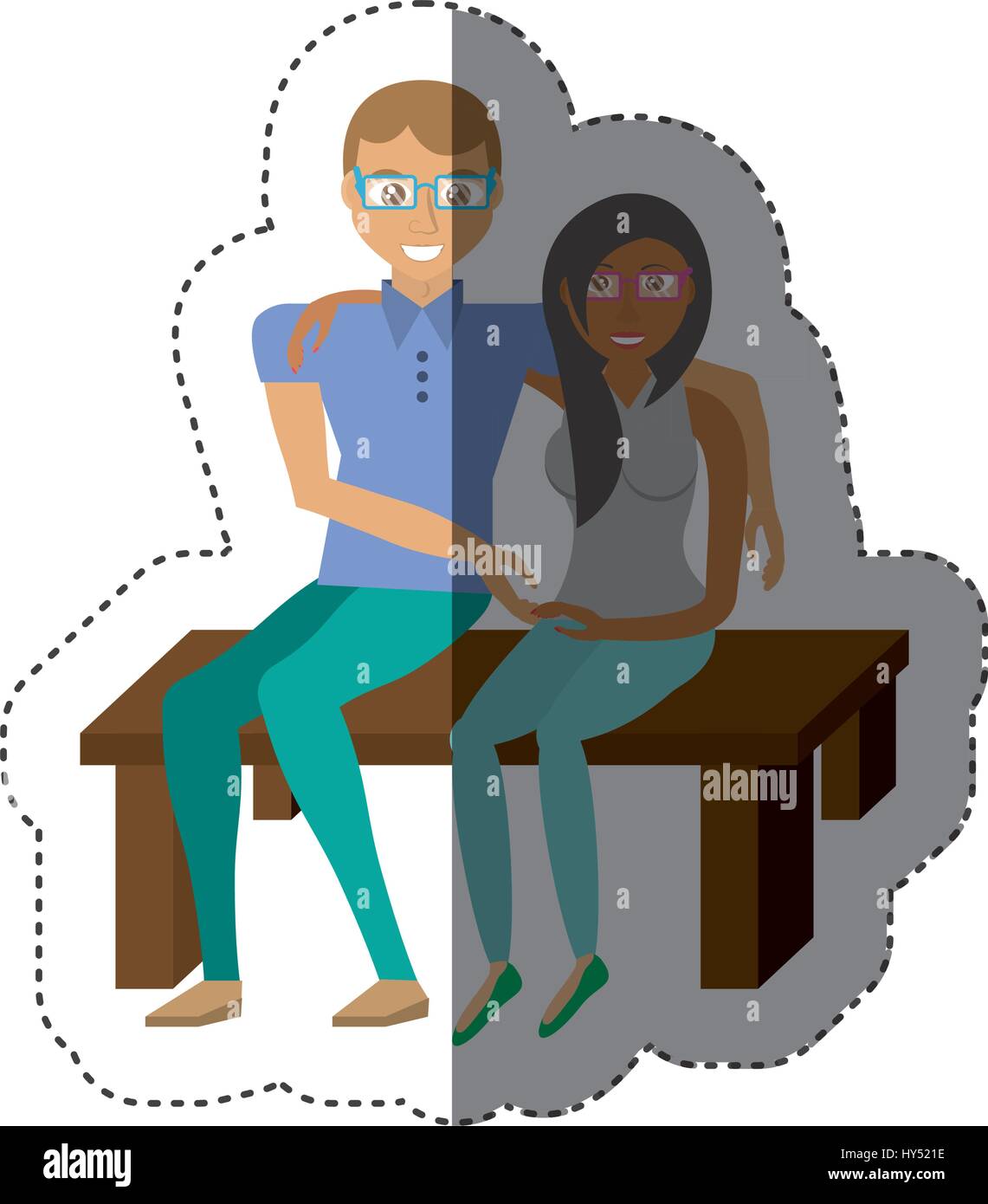 Two people back view bench Stock Vector Images - Alamy