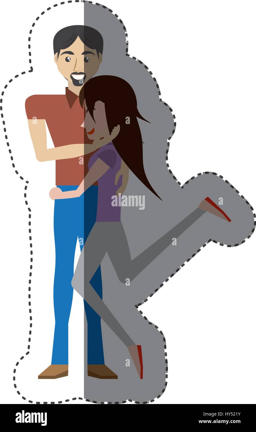 funny couple romantic image shadow vector illustration eps 10 Stock ...