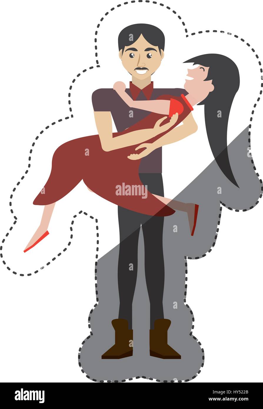 couple romantic - man carrying girl shadow vector illustration eps 10 ...