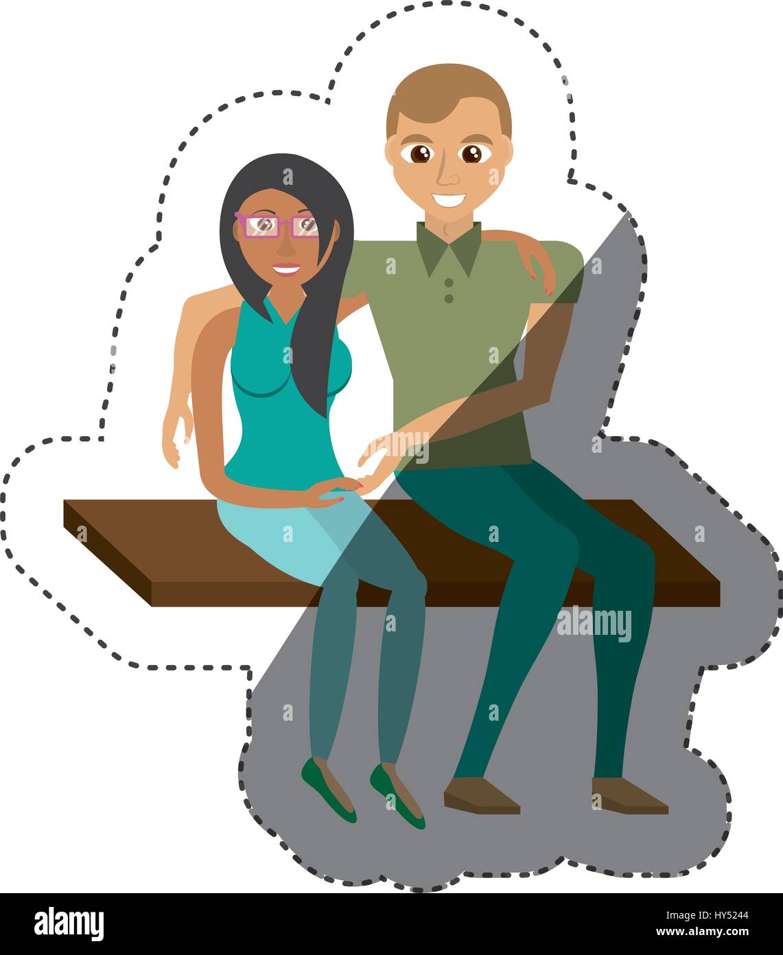 couple sitting happy lovely shadow vector illustration eps 10 Stock ...