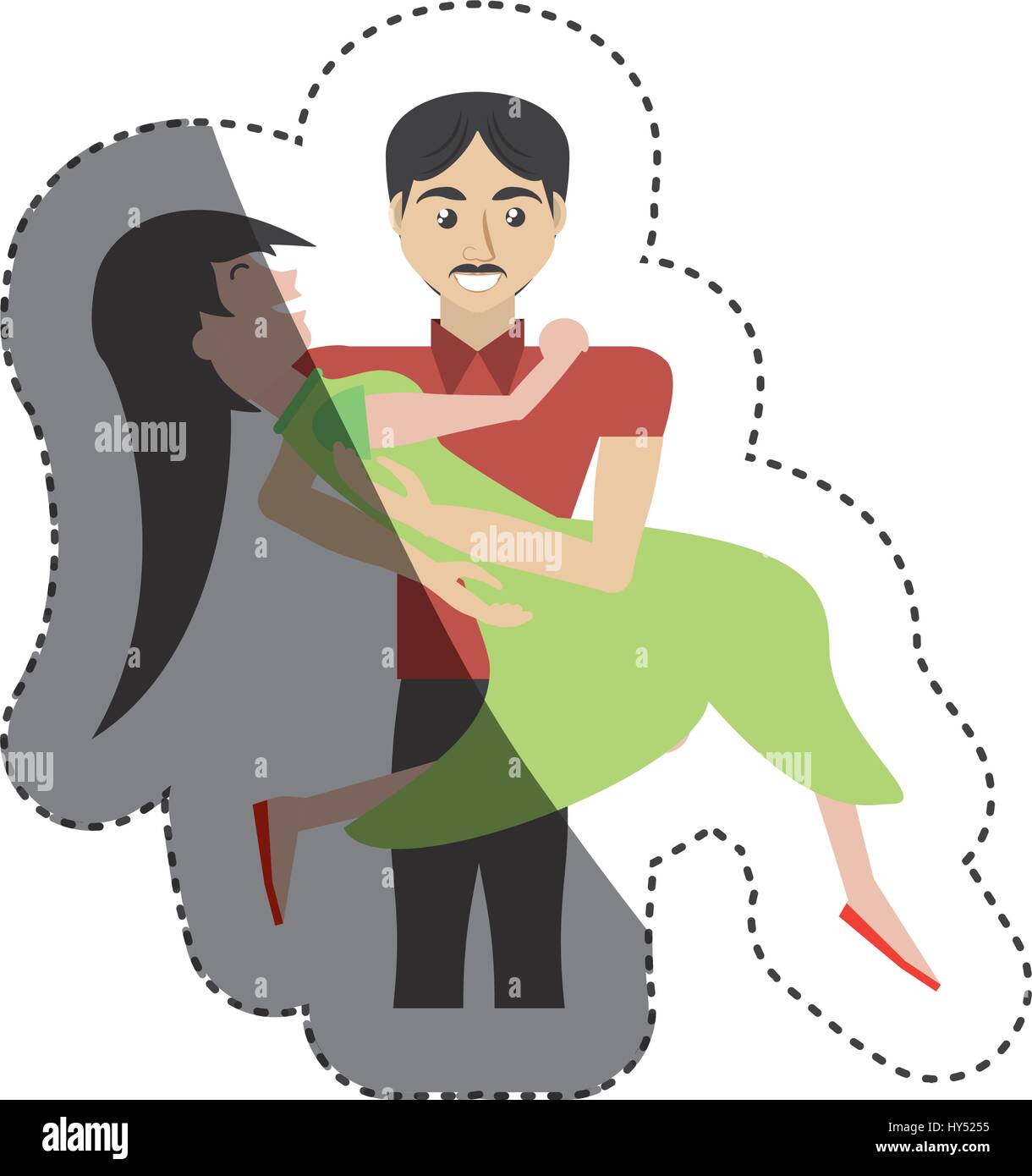 loving couple cheerful shadow vector illustration eps 10 Stock Vector ...
