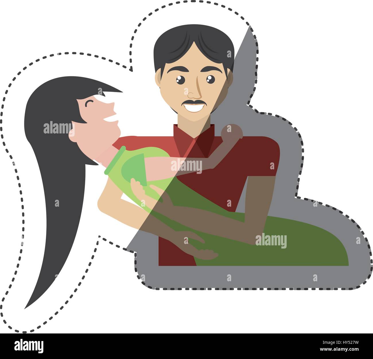 man carrying woman romantic shadow vector illustration eps 10 Stock ...