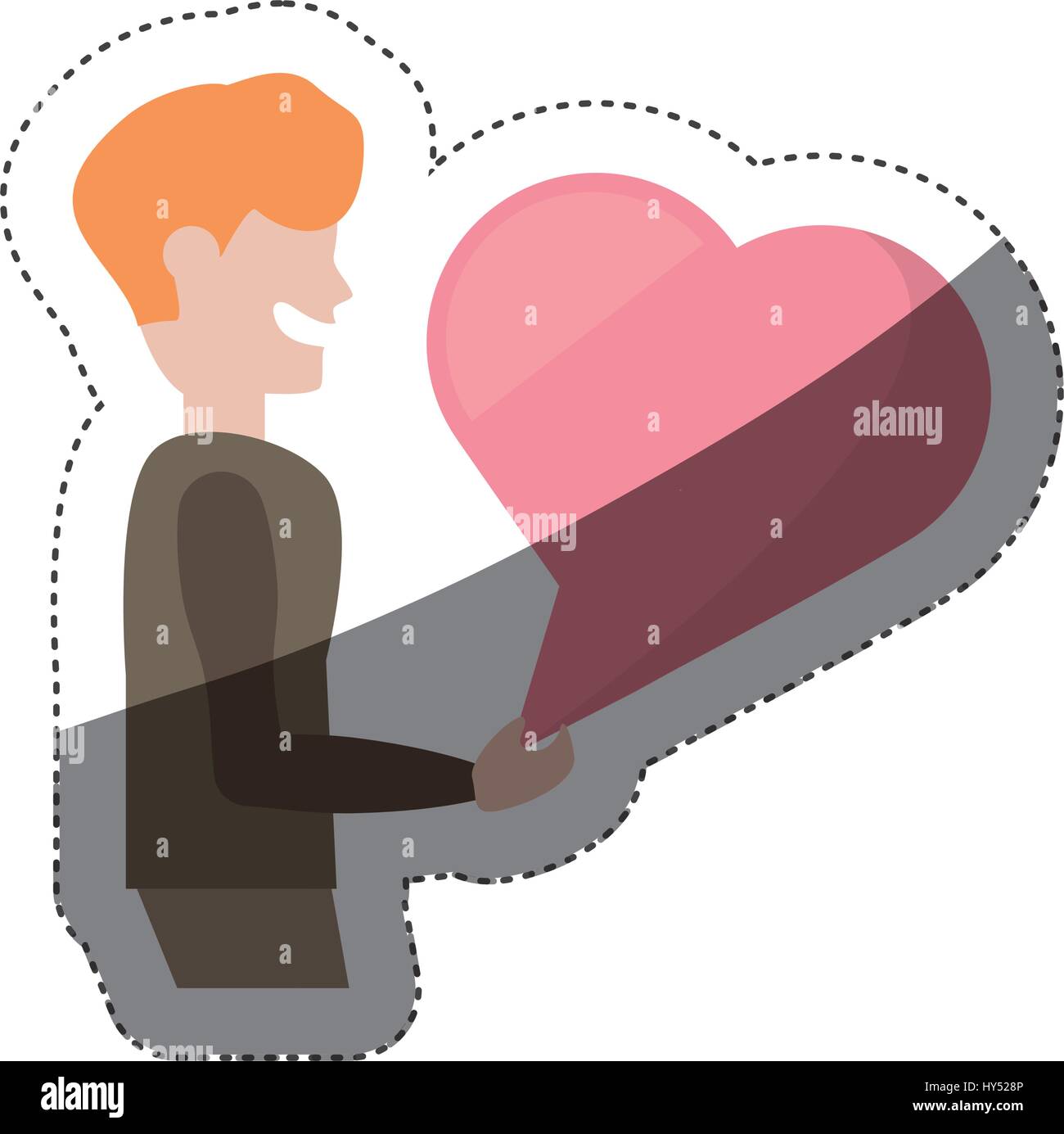 cartoon man with bubble heart speak shadow vector illustration eps 10 ...