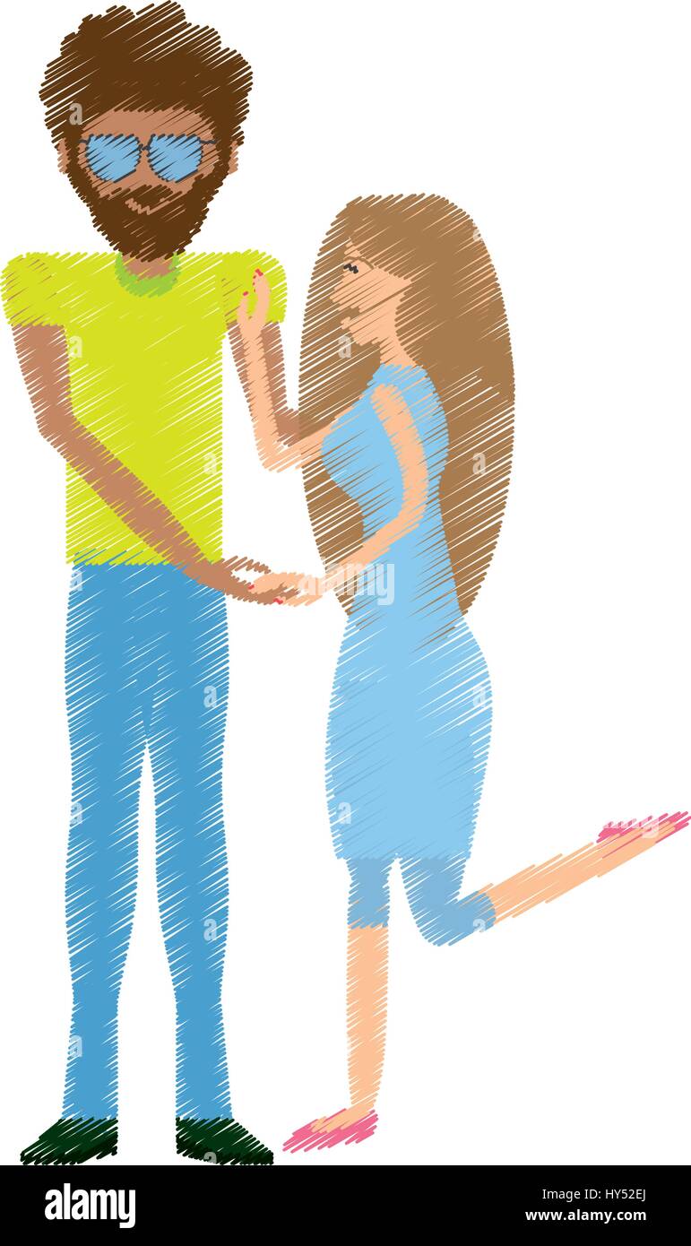 drawing couple romantic relationship vector illustration eps 10 Stock ...