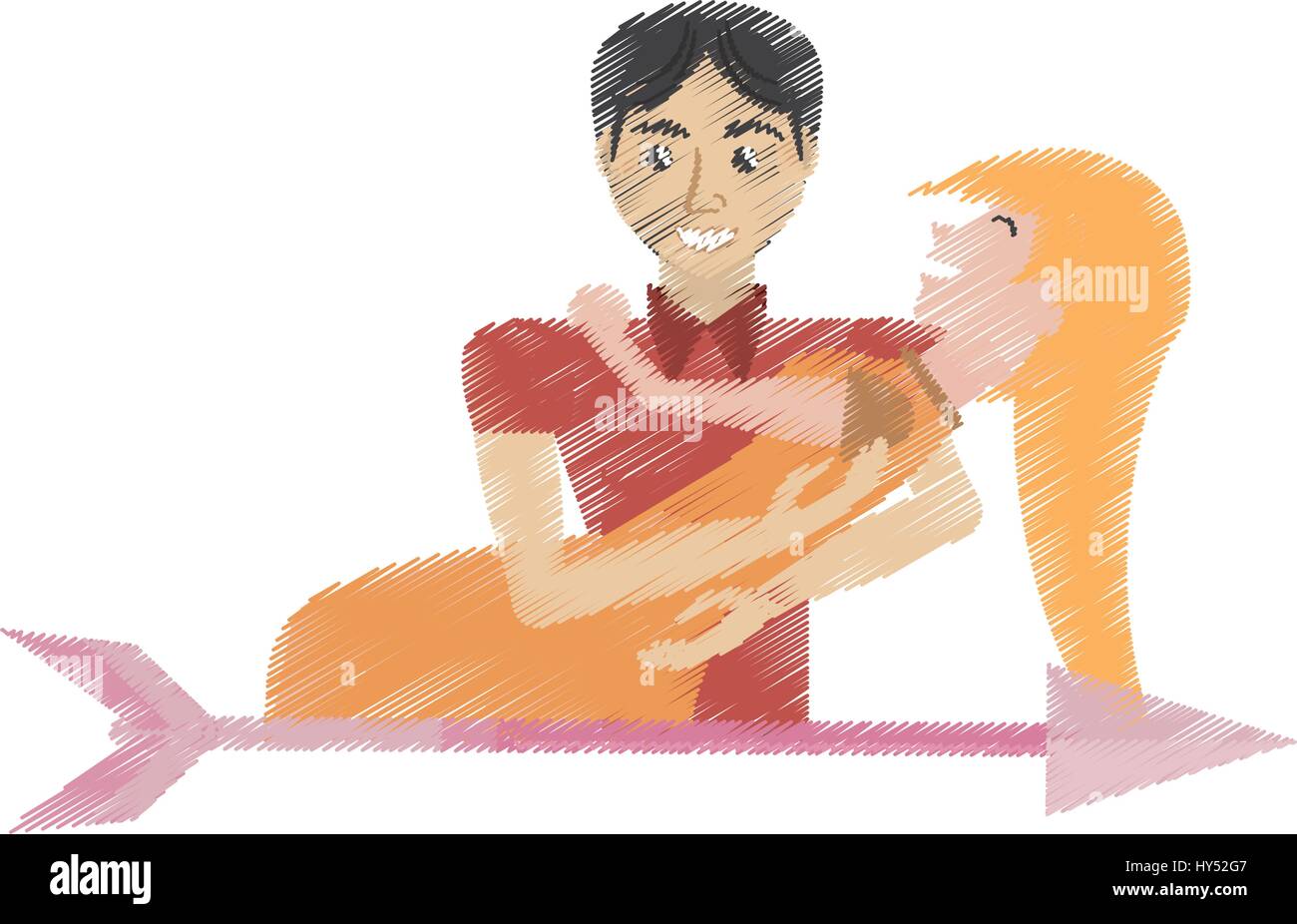 drawing couple romantic together vector illustration eps 10 Stock ...