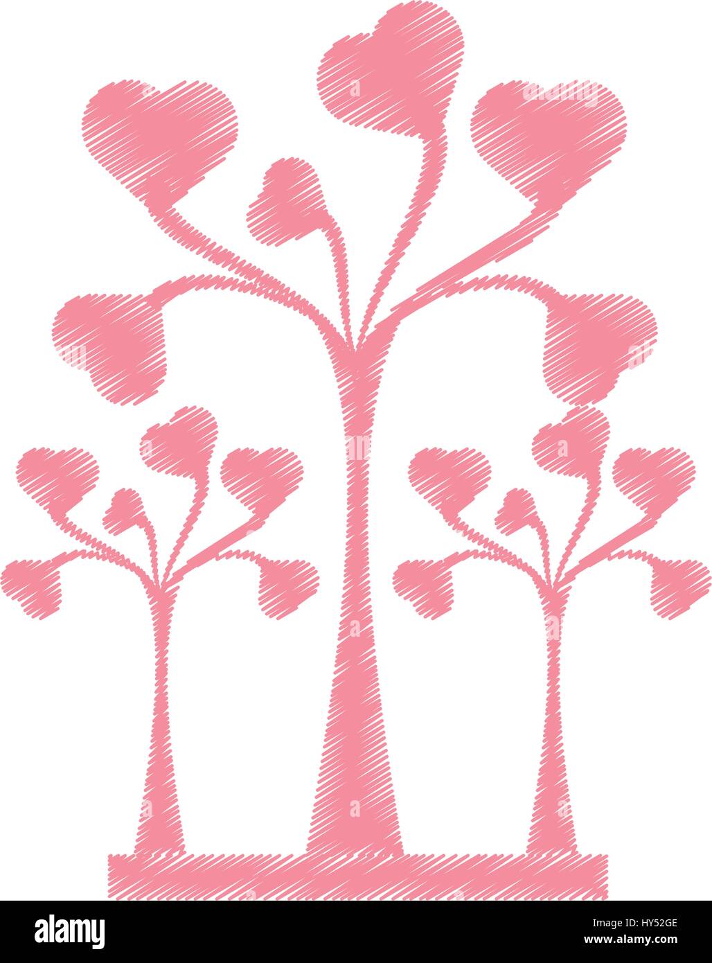 drawing pink trees heart delicate decorative vector illustration eps 10 ...