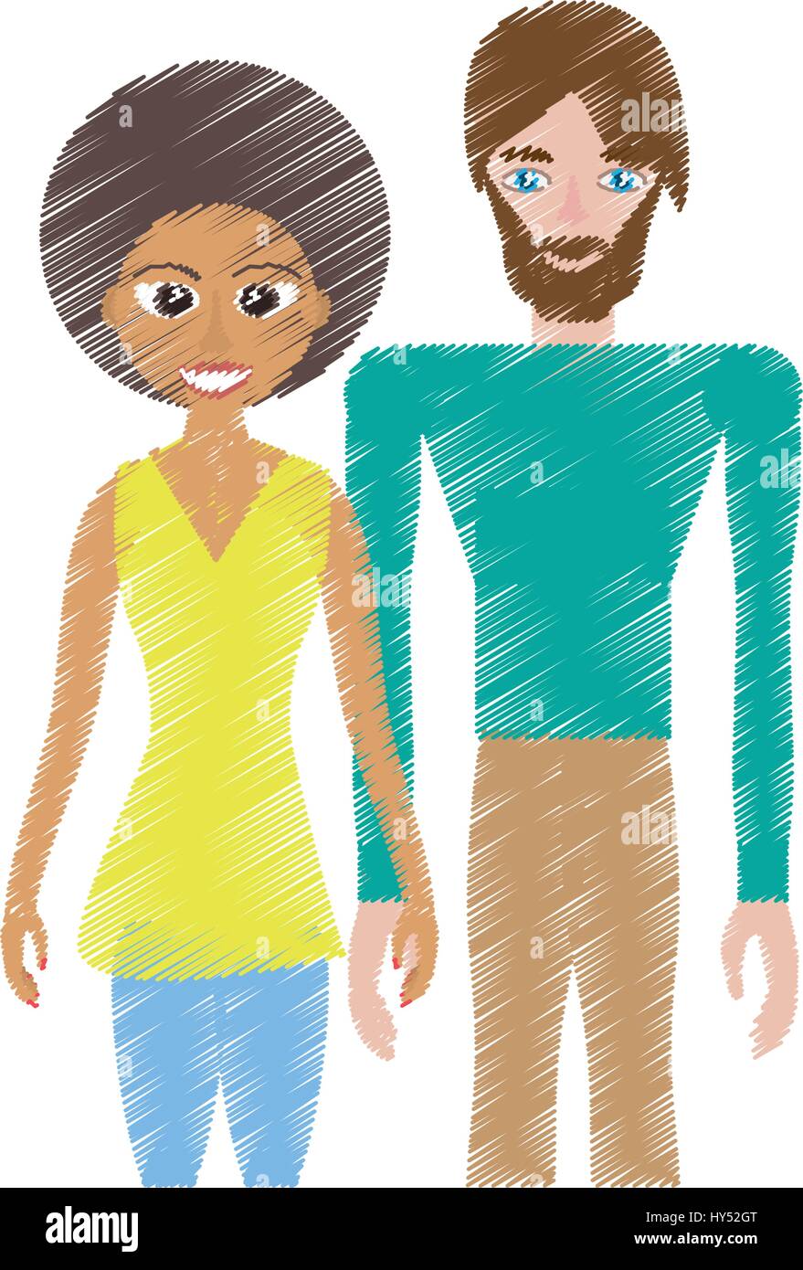 drawing couple romantic relation image vector illustration eps 10 Stock ...