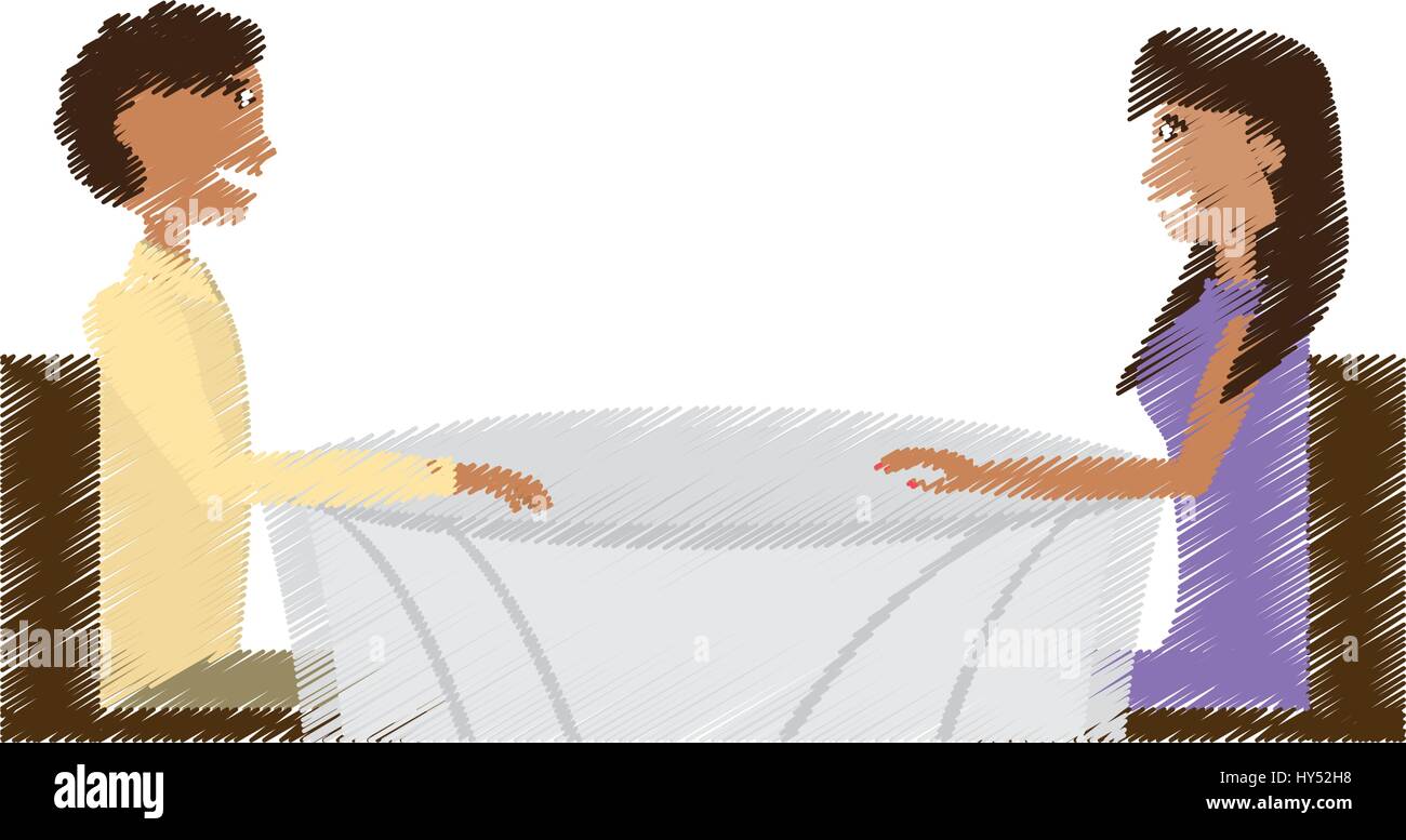 drawing loving couple sitting date romance vector illustration eps 10 ...