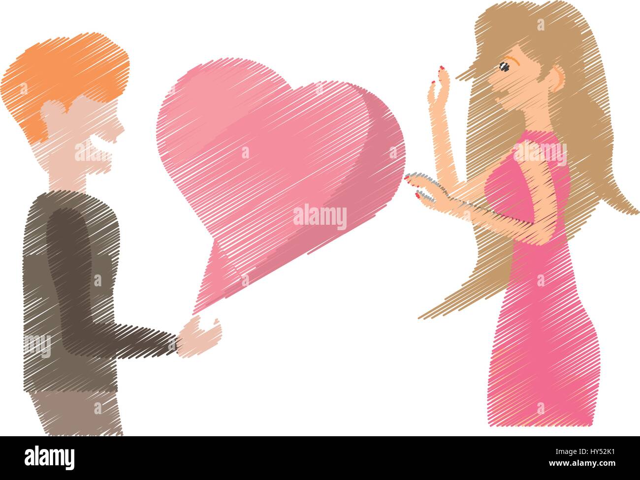 drawing couple together with flowers decoration Stock Vector Image ...