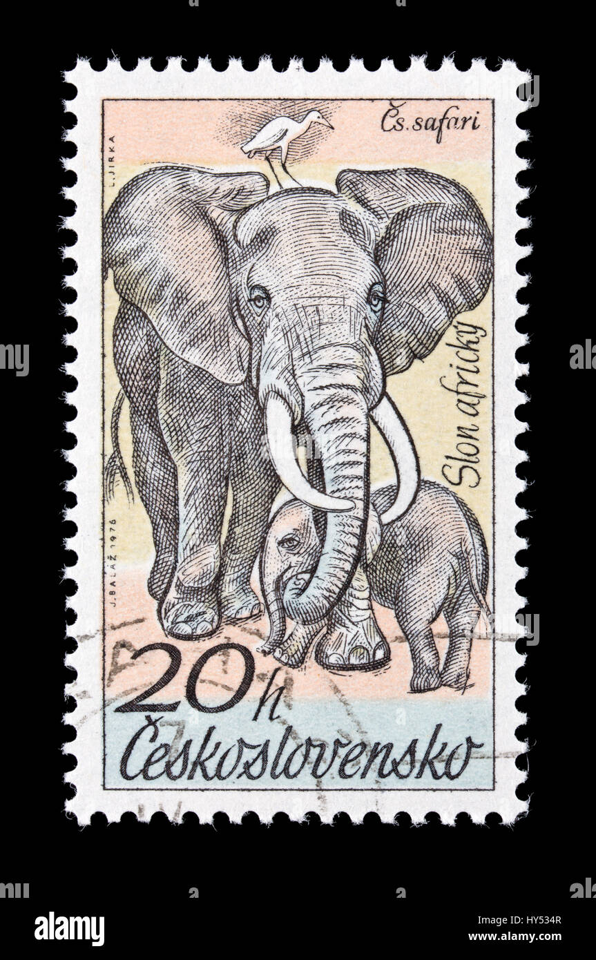 Postage stamp from Czechoslovakia depicting an elephant, issued for the ...