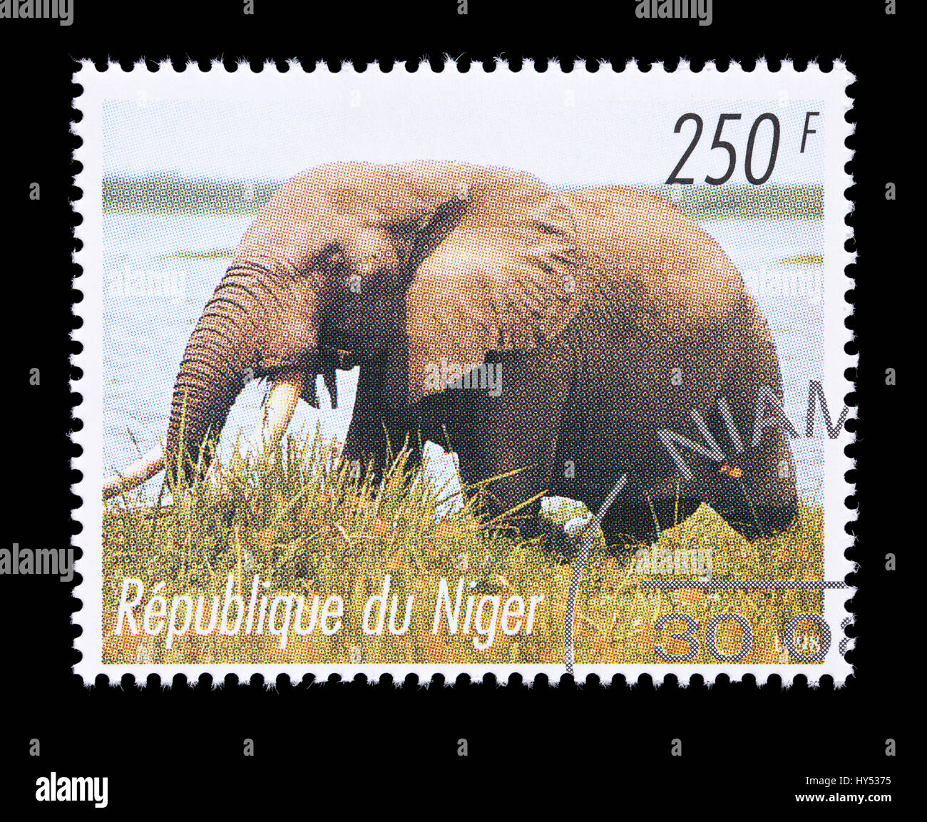 Postage stamp from Niger depicting an African elephant Stock Photo - Alamy